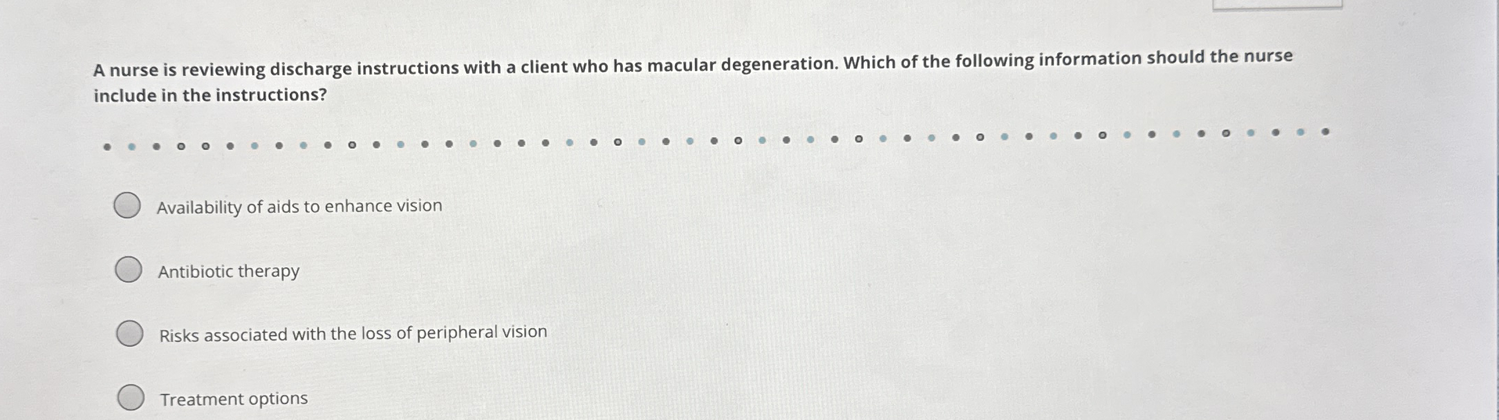 Solved A nurse is reviewing discharge instructions with a | Chegg.com