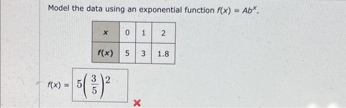 Solved Model the data using an exponential function | Chegg.com