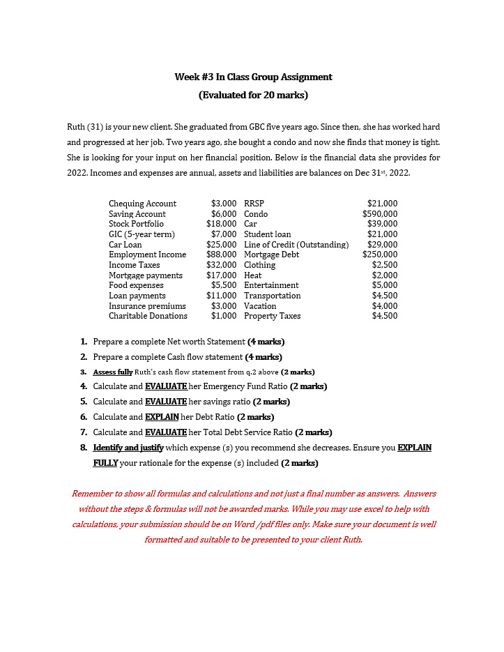 Solved Week #3 ﻿In Class Group Assignment(Evaluated for 20 | Chegg.com