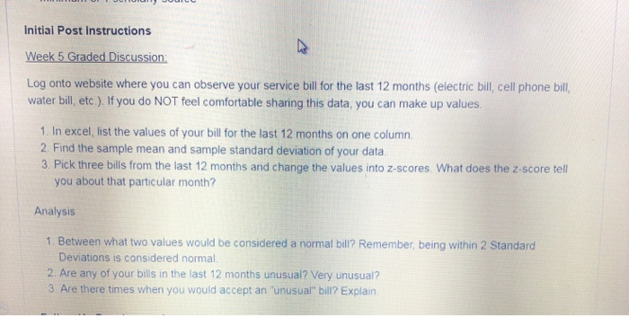 Solved Initial Post Instructions Week 5 Graded Discussion | Chegg.com