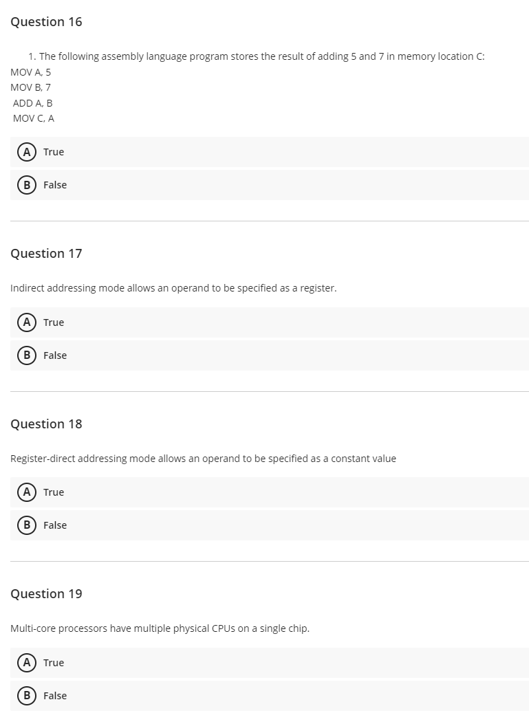 Solved Question 16The following assembly language program | Chegg.com