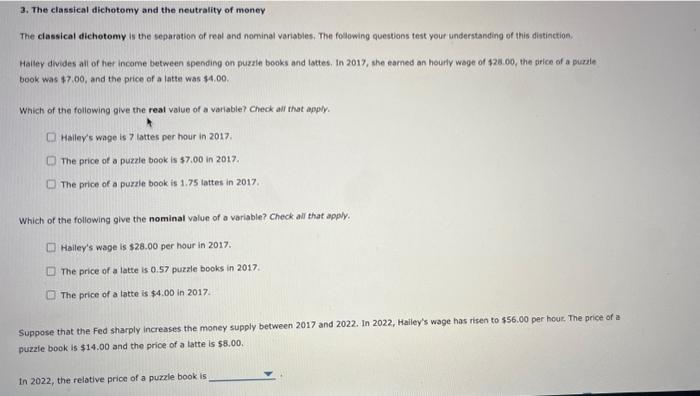 Solved 3. The classical dichotomy and the neutrality of | Chegg.com