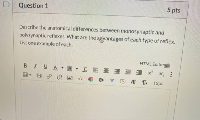 Solved Question 1 5 pts Describe the anatomical differences | Chegg.com