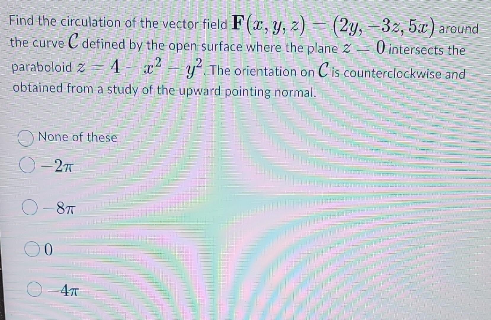 Solved Find the circulation of the vector field | Chegg.com
