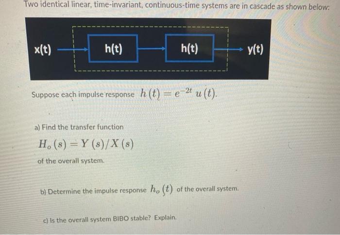 Solved Two identical linear, time-invariant, continuous-time | Chegg.com