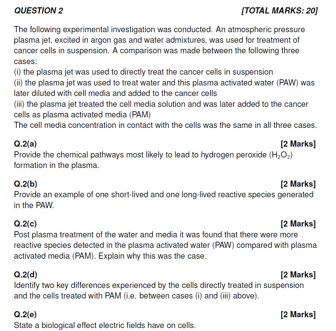 Solved QUESTION 2The following experimental investigation | Chegg.com