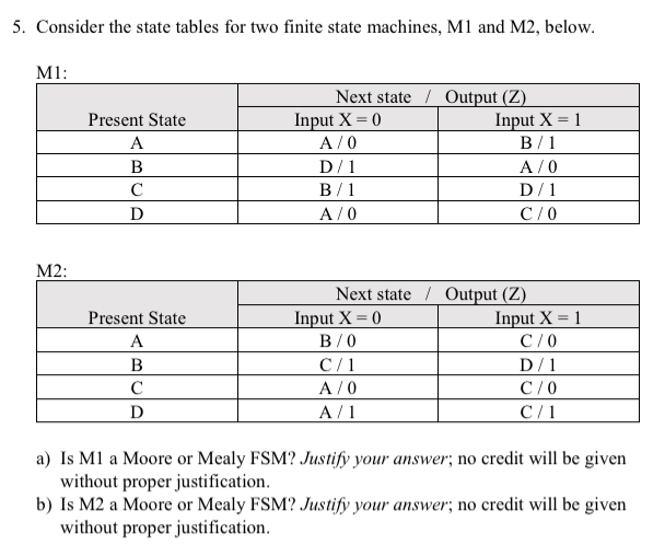 Solved Consider the state tables for two finite state | Chegg.com Solved Consider the state tables for two finite state | Chegg.com