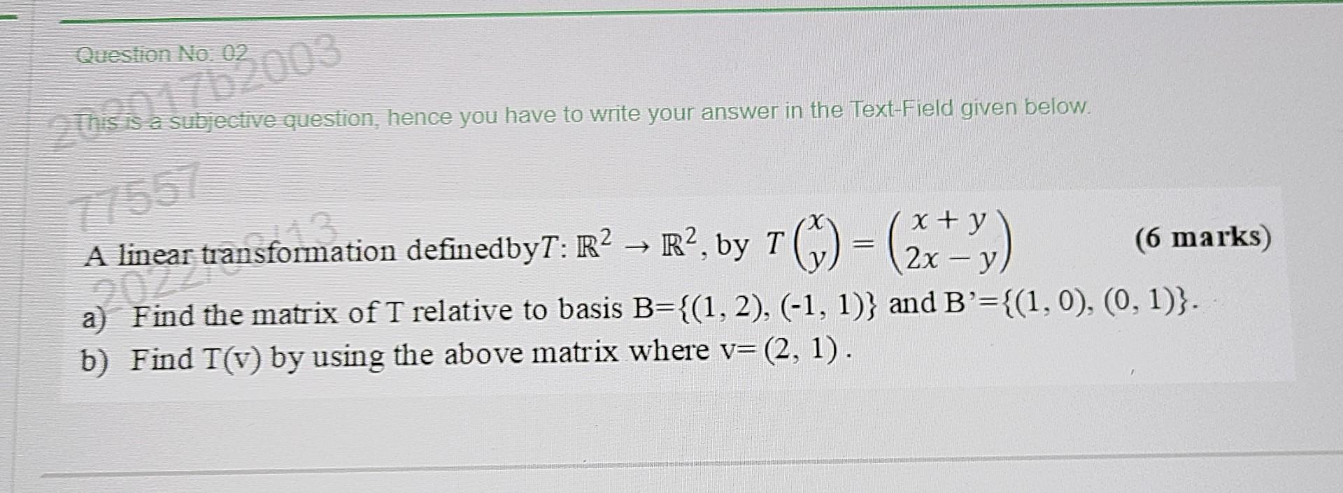Solved A linear transformation definedby T:R2→R2, by | Chegg.com