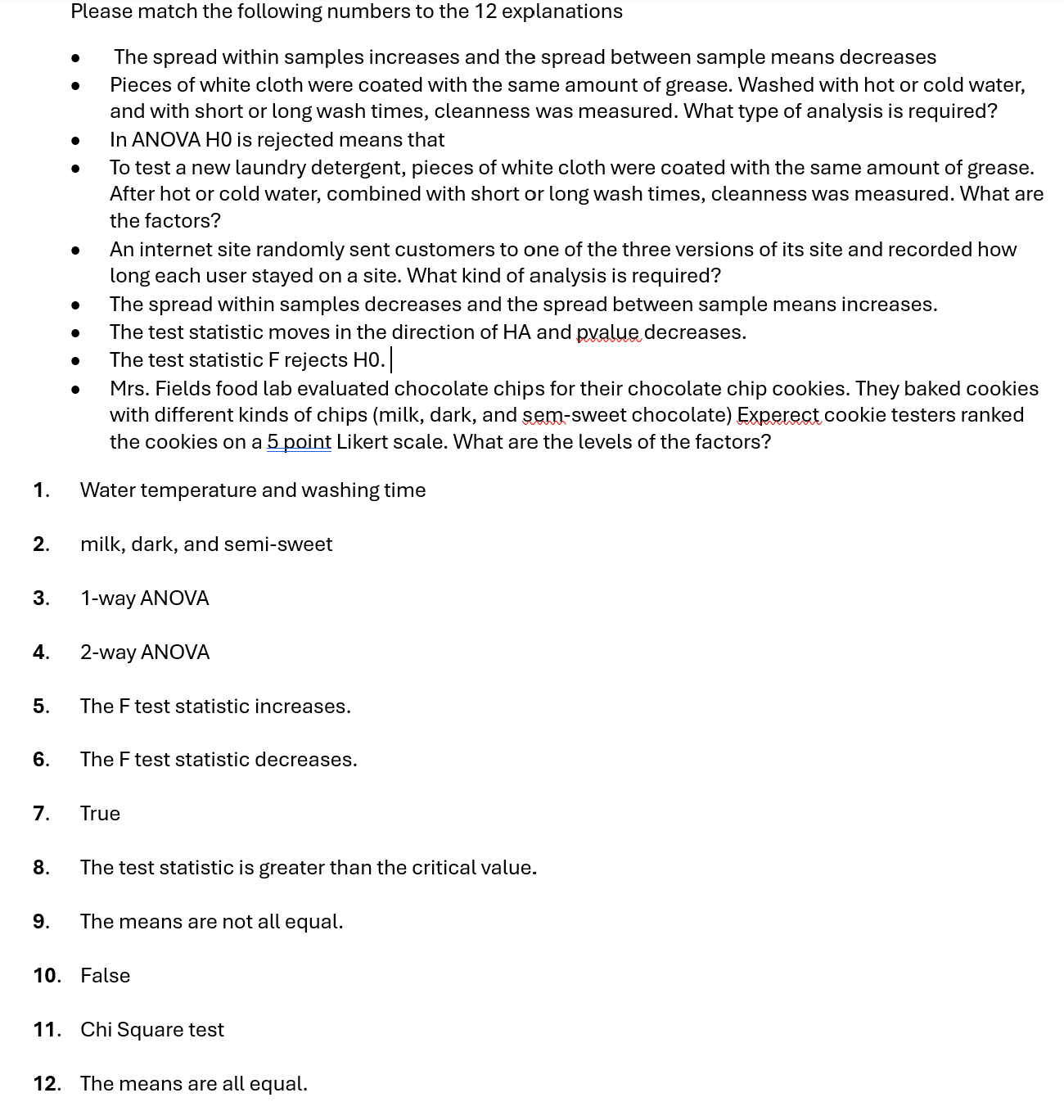 Solved Please match the following numbers to the 12 | Chegg.com