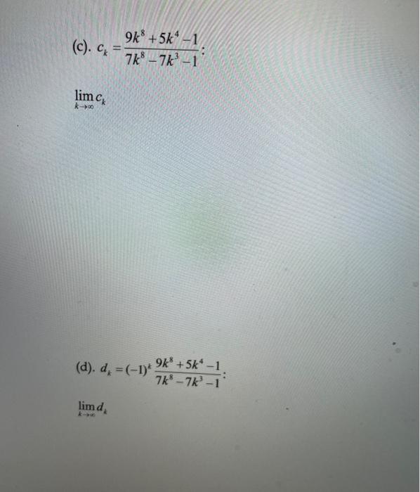 Solved 1) [24] Compute the values of the limits of the | Chegg.com