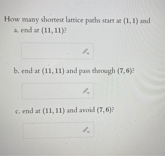 Solved How many shortest lattice paths start at (1,1) and a. | Chegg.com