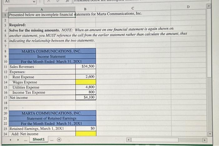 Solved Solve for the missing amounts. NOTE: When an amount | Chegg.com