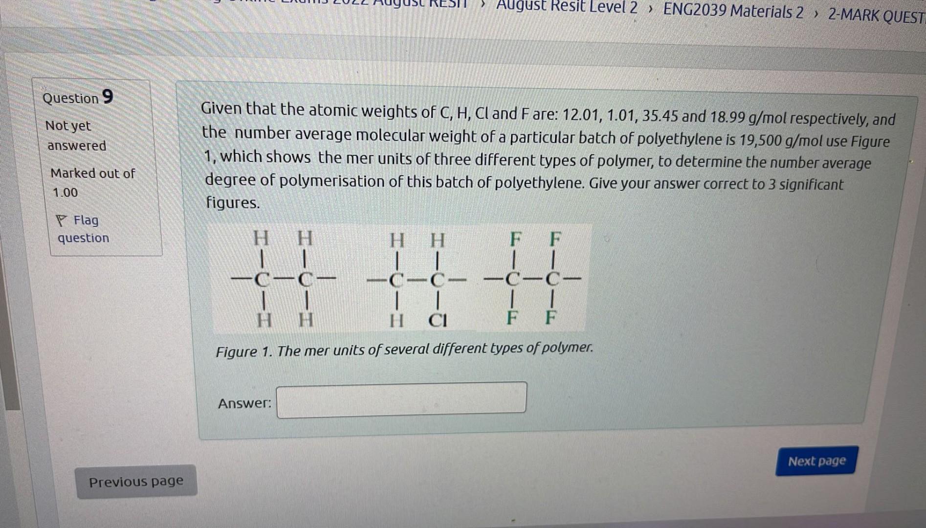 Solved Figure 1. The mer units of several different types of | Chegg.com