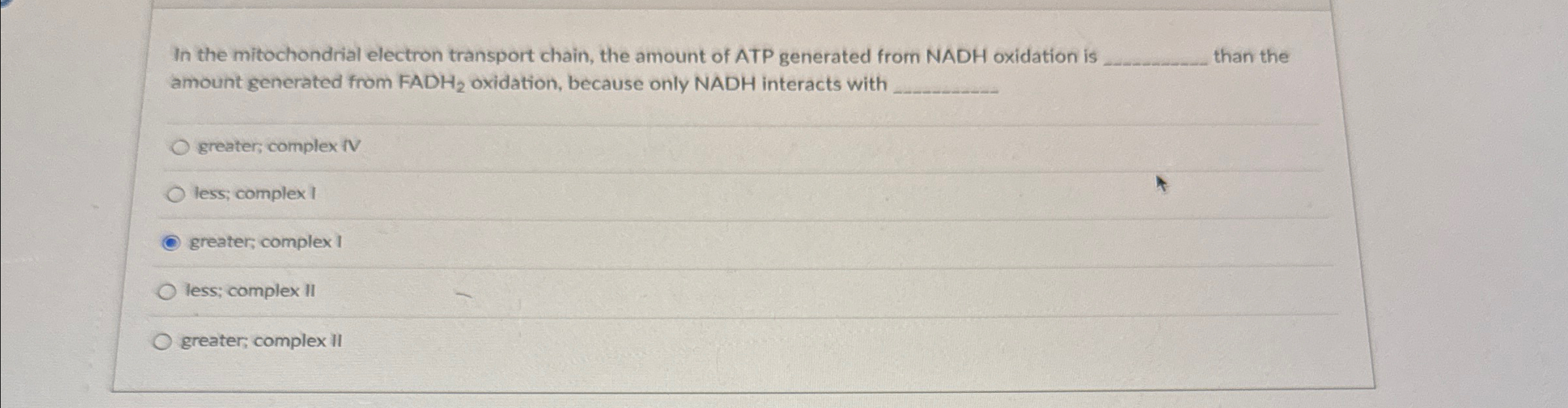 Solved In the mitochondrial electron transport chain, the | Chegg.com