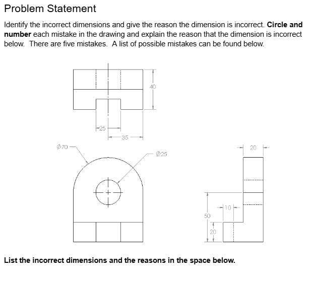 Problem Statement Identify the incorrect dimensions | Chegg.com