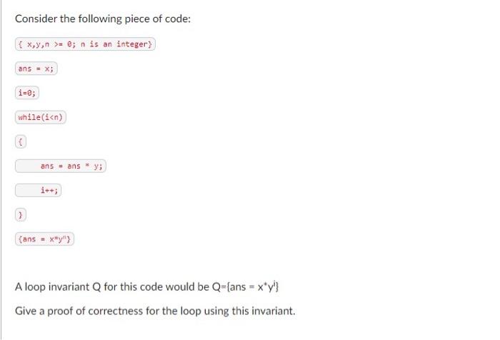 Solved Consider the following piece of code: A loop | Chegg.com