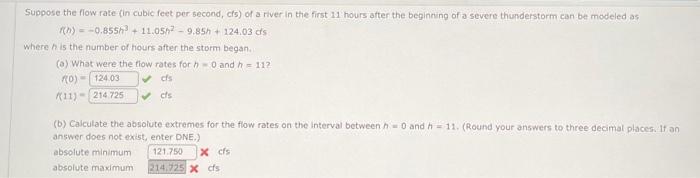 Solved uppose the flow rate (in cubic feet per second, cts) | Chegg.com