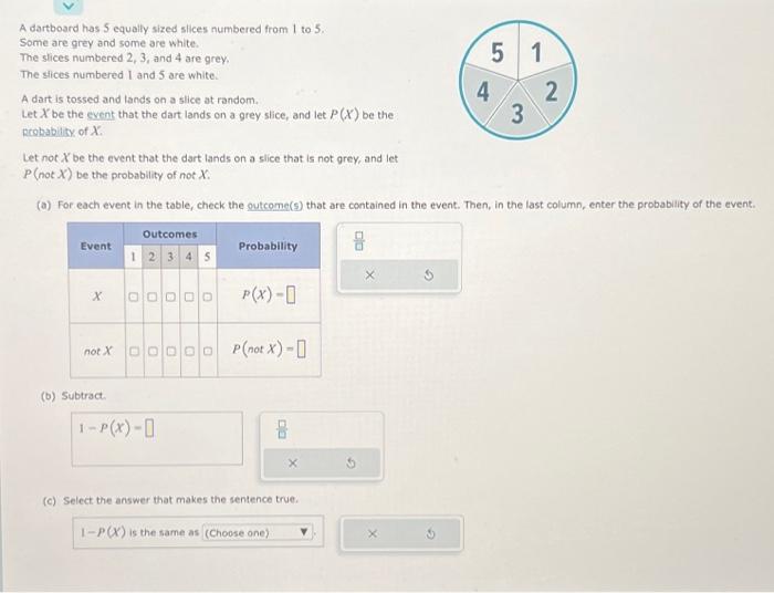 Solved A dartboard has 5 equally sized slices numbered from | Chegg.com