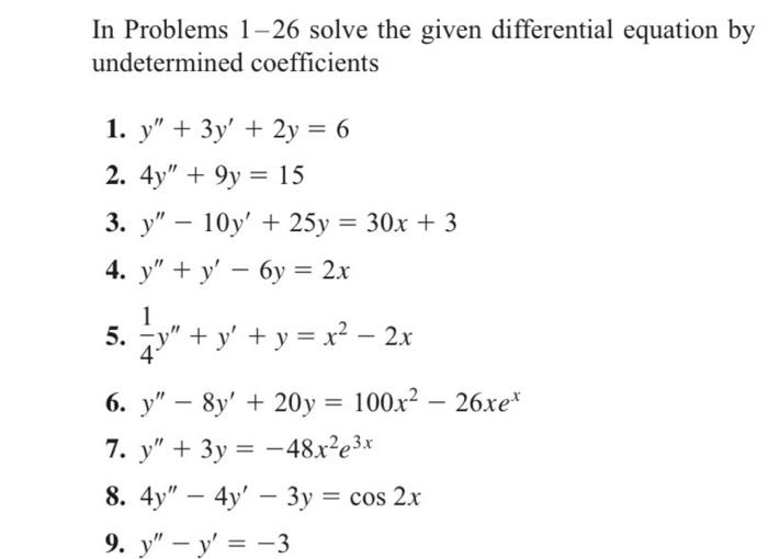 Solved In Problems 1-26 solve the given differential | Chegg.com