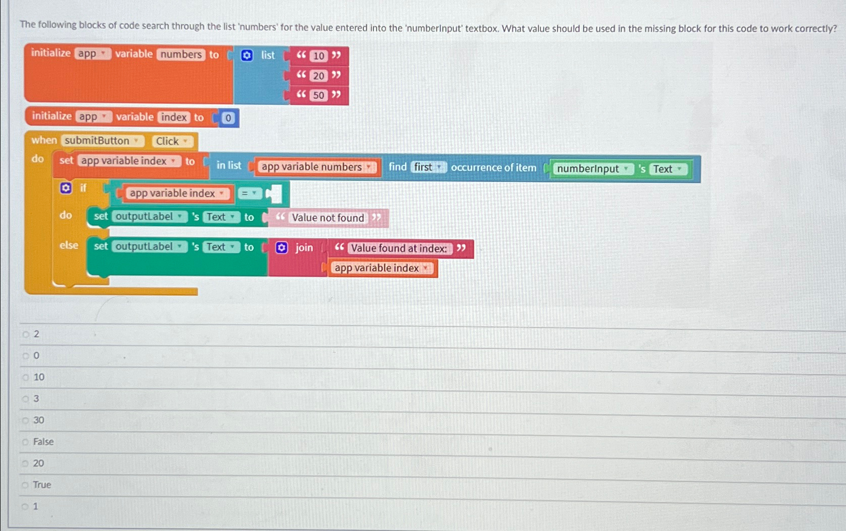 Solved The following blocks of code search through the list | Chegg.com