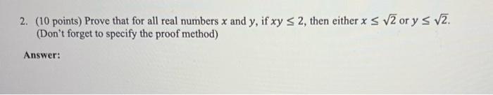 Solved 1. (10 points) Prove that for all rational numbers x | Chegg.com