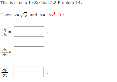 Solved This is similar to Section 2.8 ﻿Problem 14:Given y=u2 | Chegg.com