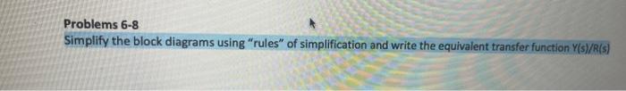 Solved Problems 6-8 Simplify the block diagrams using | Chegg.com
