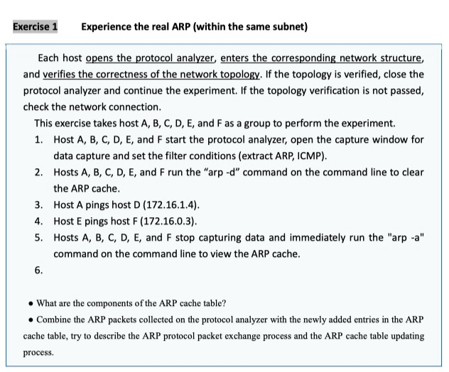 Solved Exercise 1 Experience the real ARP (within the same | Chegg.com