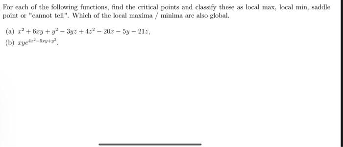 Solved For each of the following functions, find the | Chegg.com