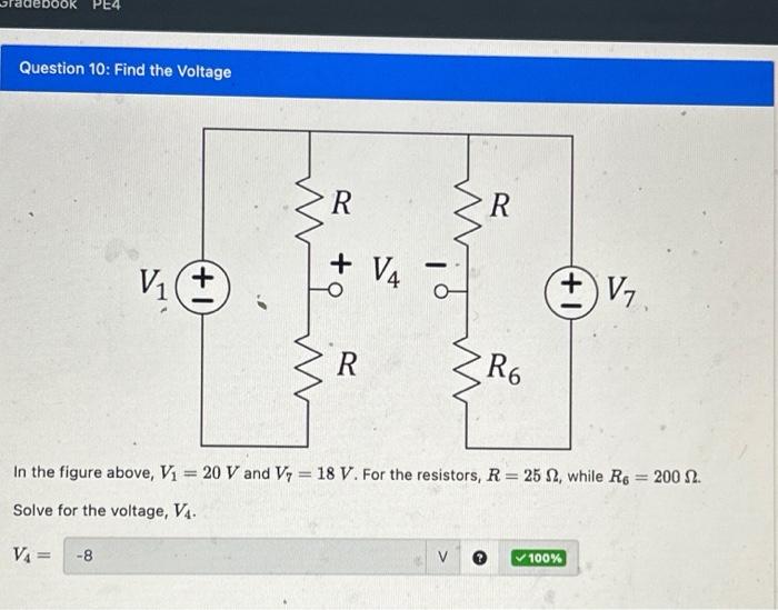 Solved In the figure above, V1=20 V and V7=18 V. For the | Chegg.com
