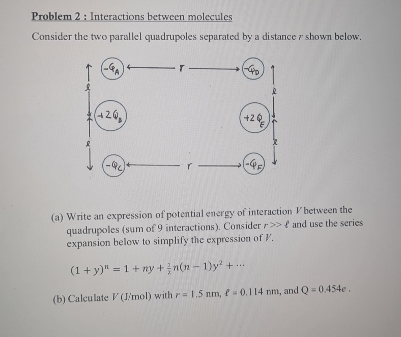 Solved Problem 2 ﻿: Interactions between moleculesConsider | Chegg.com