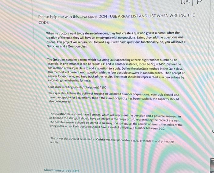 Solved ease help me with this Java code, DONT USE ARRAY LIST | Chegg.com