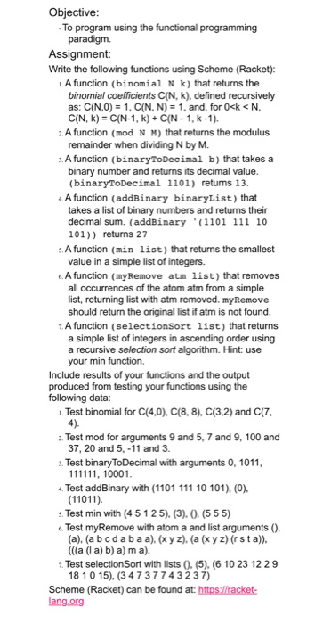 Objective: To program using the functional | Chegg.com