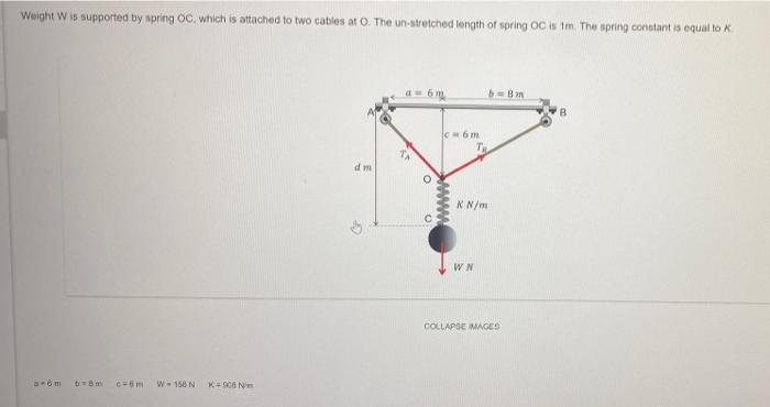 Solved Weight W is supported by spring OC, which is attached | Chegg.com