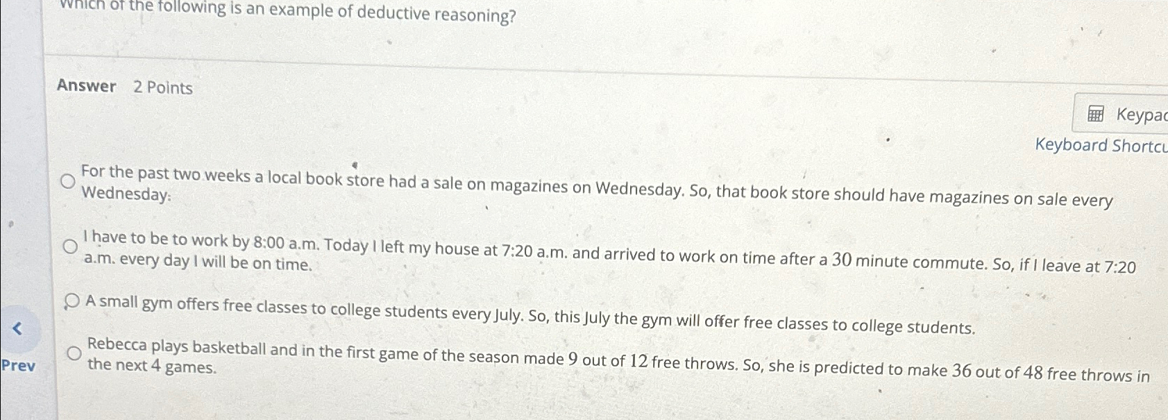 Solved Which of the following is an example of deductive | Chegg.com