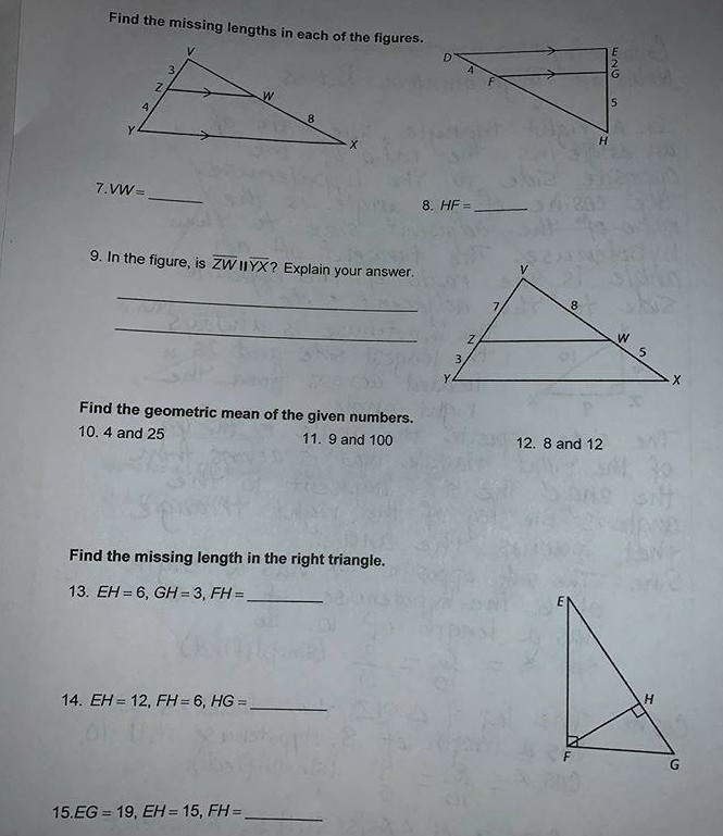 Solved Find the missing length. The triangles in each pair | Chegg.com