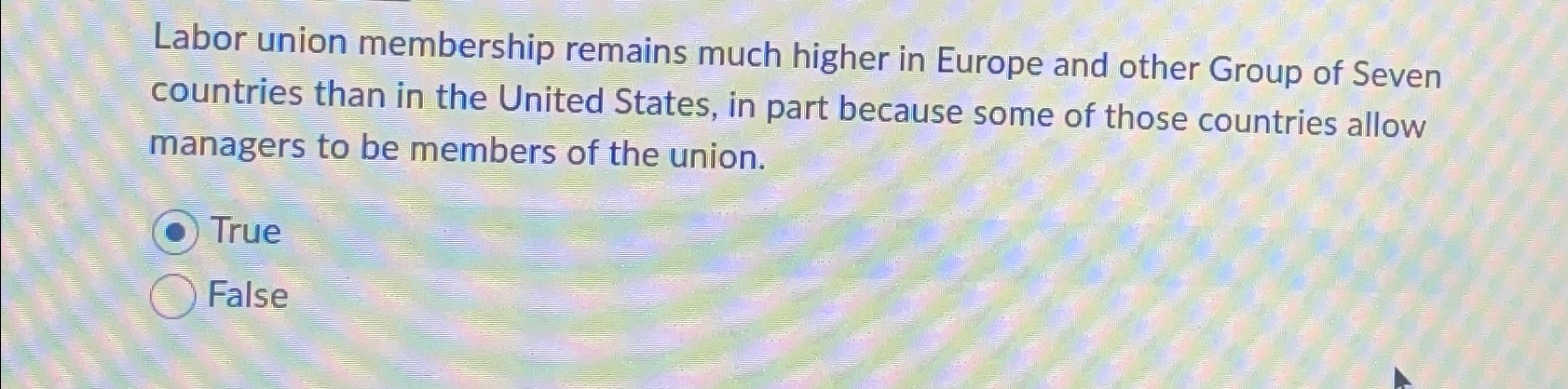 Solved Labor union membership remains much higher in Europe | Chegg.com