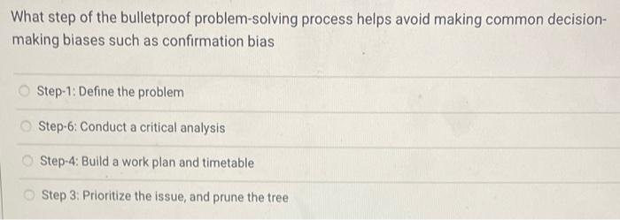Solved What step of the bulletproof problem-solving process | Chegg.com