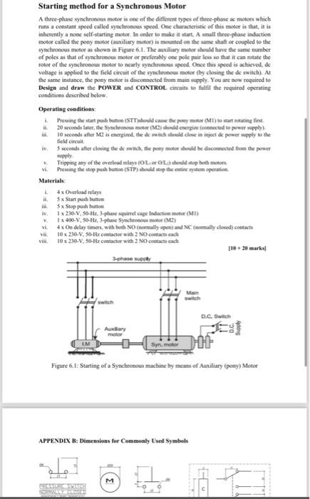 Solved Starting method for a Synchronous Motor A three-phase | Chegg.com