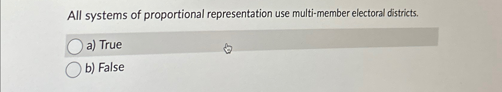 Solved All systems of proportional representation use | Chegg.com