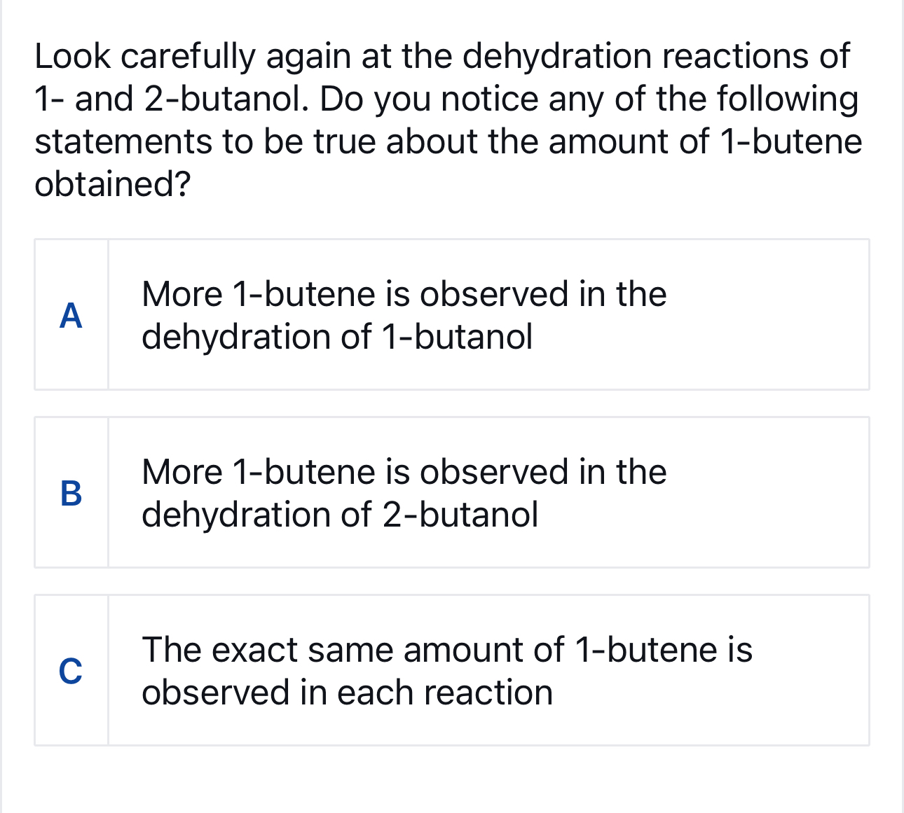 Solved Look carefully again at the dehydration reactions of | Chegg.com