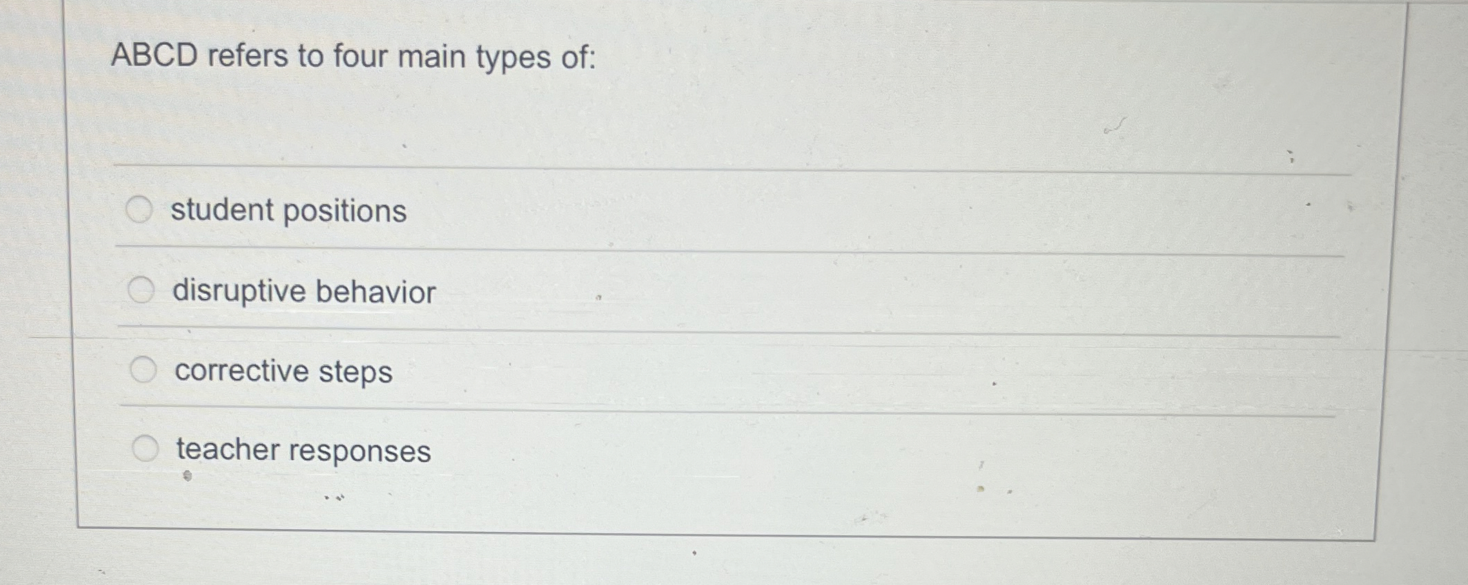 Solved ABCD refers to four main types of:student | Chegg.com