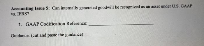 Solved Accounting Issue 5: Can internally generated goodwill | Chegg.com