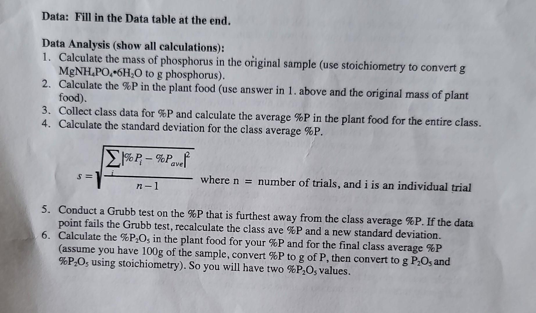Data: Fill in the Data table at the end. Data | Chegg.com