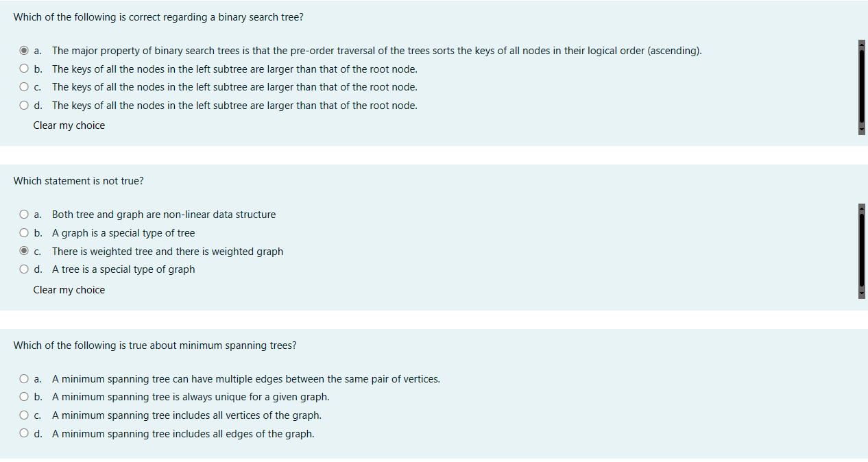 Solved Which of the following is correct regarding a binary | Chegg.com