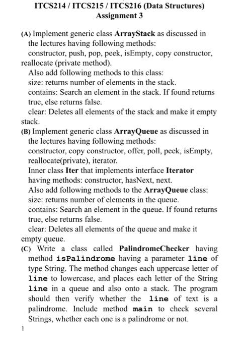 Solved ITCS214 / ITCS215 / ITCS216 (Data Structures) | Chegg.com