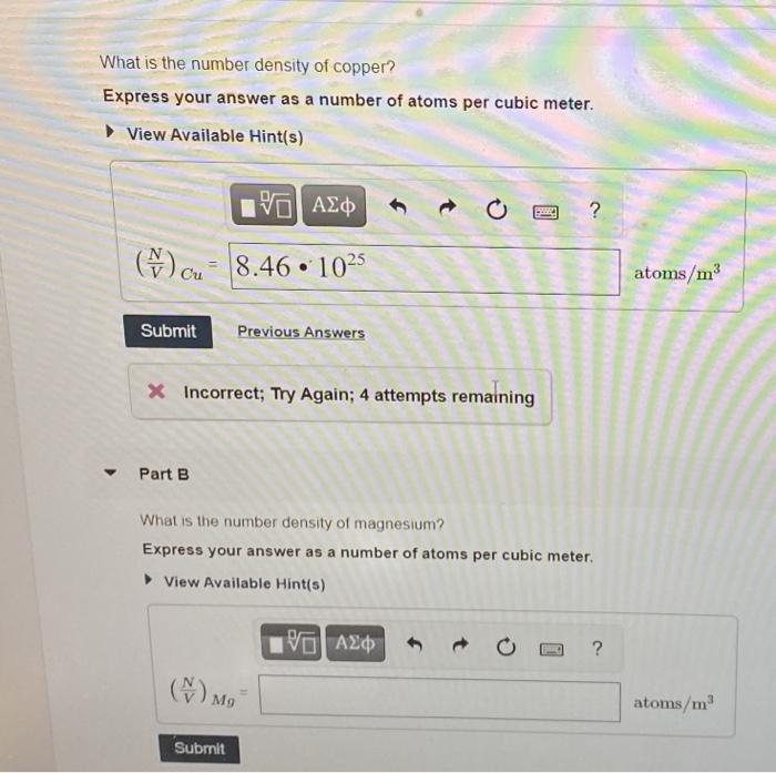 Solved What is the number density of copper? Express your | Chegg.com