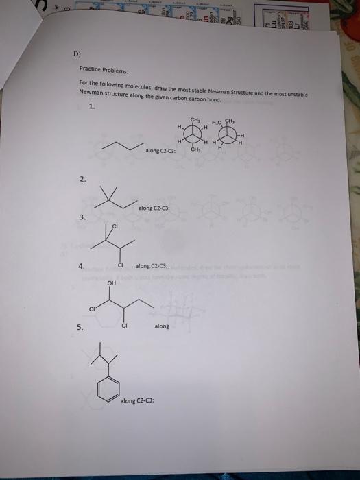 Solved D) Practice Problem: For the following molecules, | Chegg.com