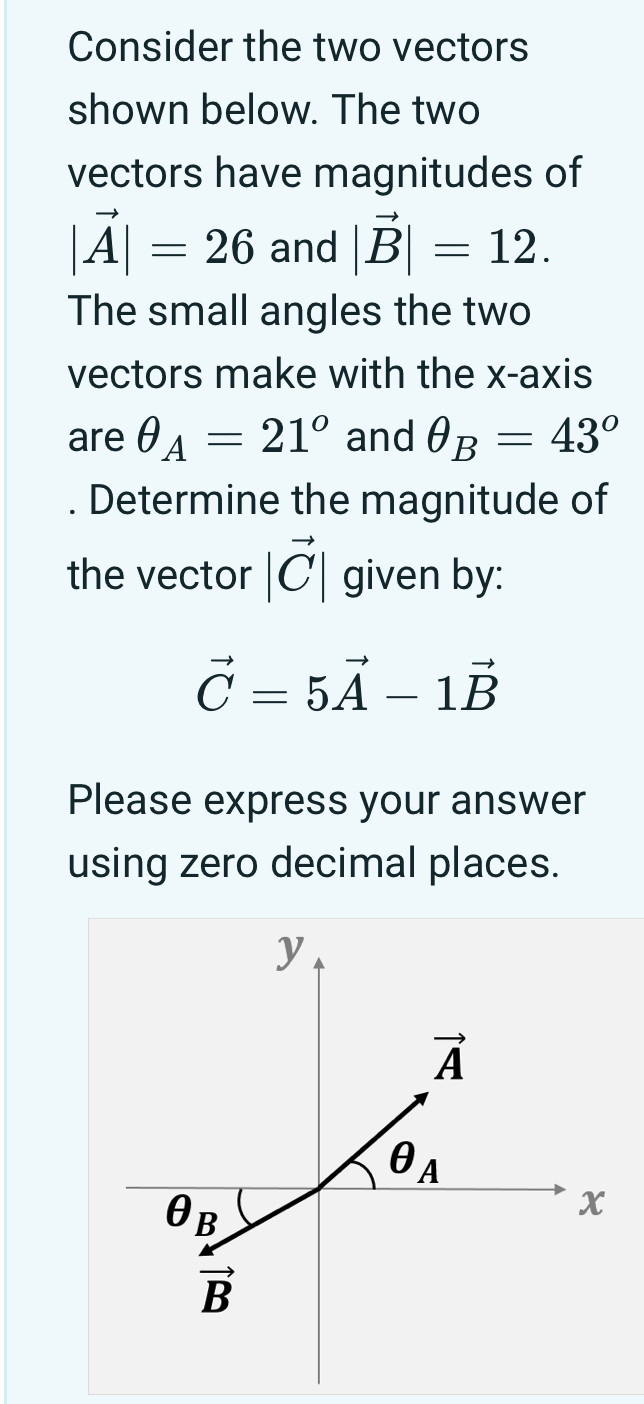 Solved Consider the two vectors shown below. The two vectors | Chegg.com