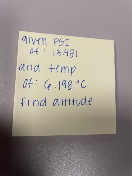 Solved given the information below find altitude given psi. | Chegg.com